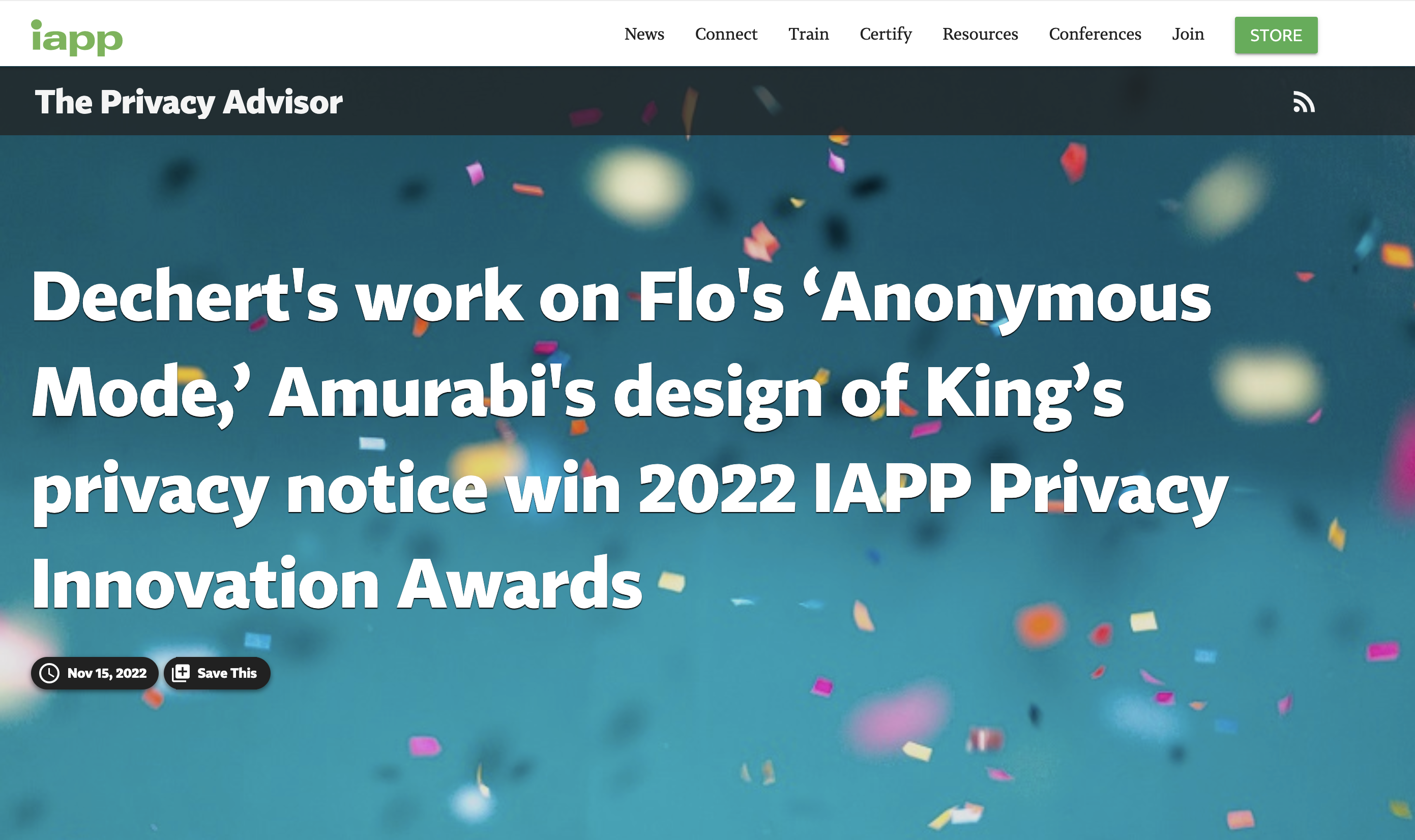 Amurabi Wins IAPP Privacy Innovation Awards 2022 for King's Privacy Policy Design - Amurabi ...